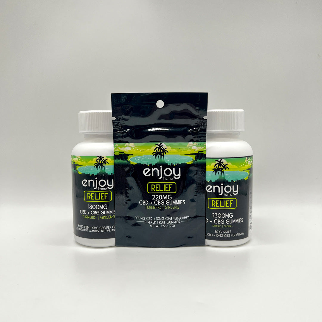 Enjoy Hemp CBD + CBG + Turmeric + Ginseng Relief Gummies